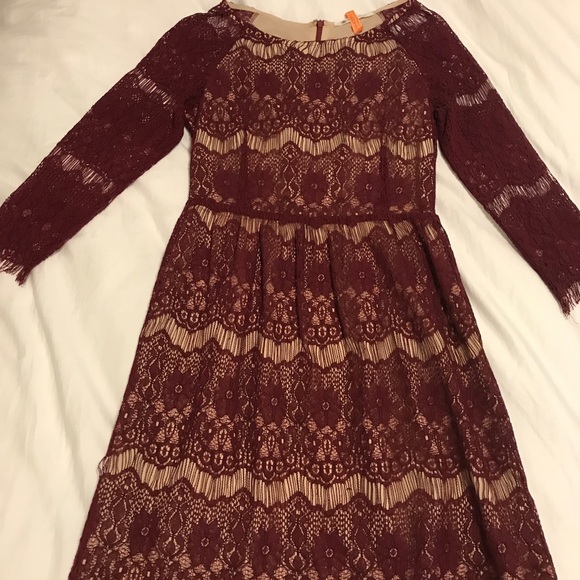 Dresses | The Impeccable Pig Maroon Lace Dress | Poshmark